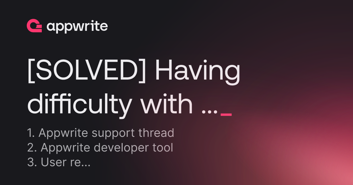 Solved Having Difficulty With Relationship With User Threads Appwrite 8368